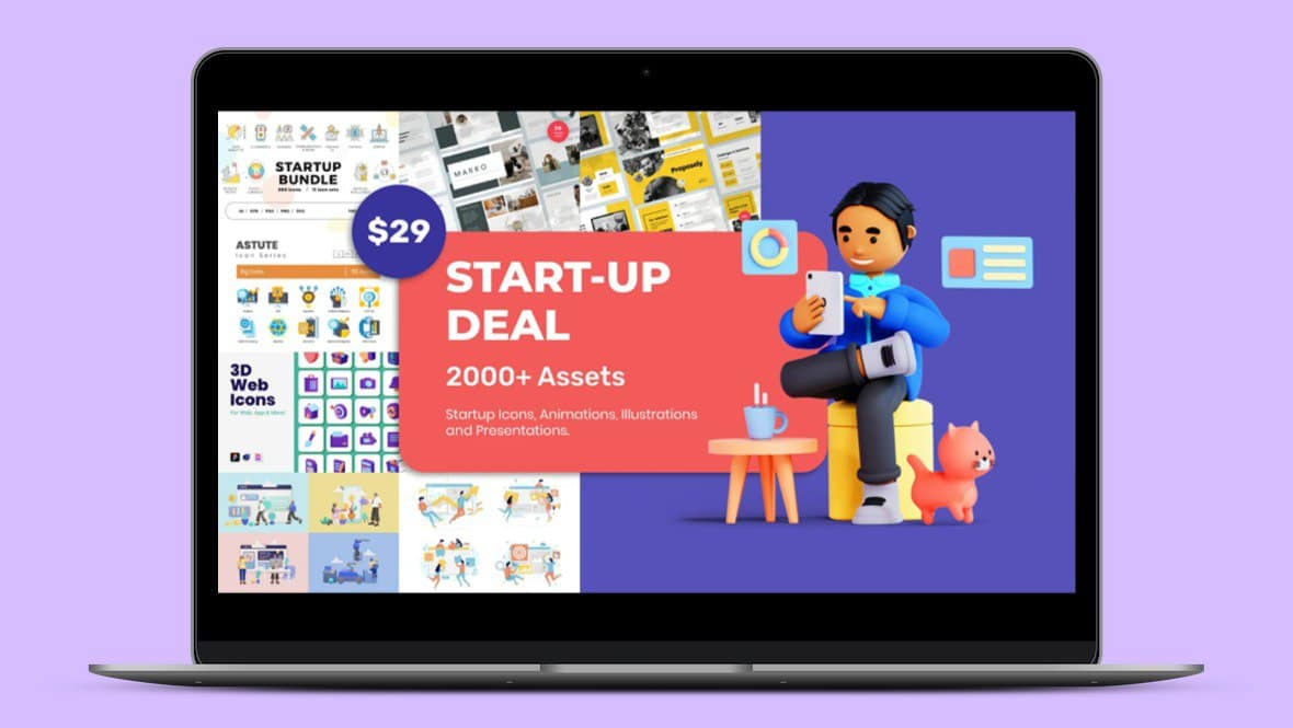 Startup Bundle: 2000+ Icons, Animations, Illustrations, Presentations Lifetime Deal | Lifetimo.com