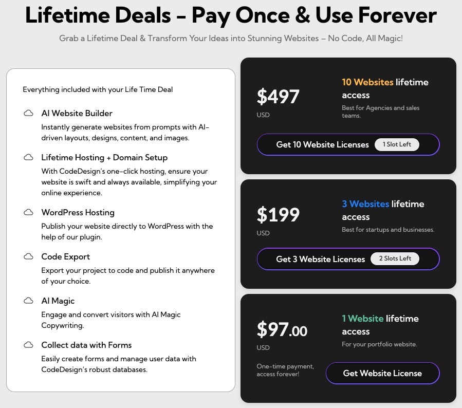 CodeDesign AI Lifetime Deal Build Your Website with AI Magic | Lifetimo.com