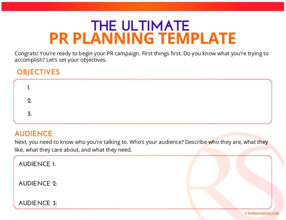 The Ultimate PR Planning Template - Robin Samora