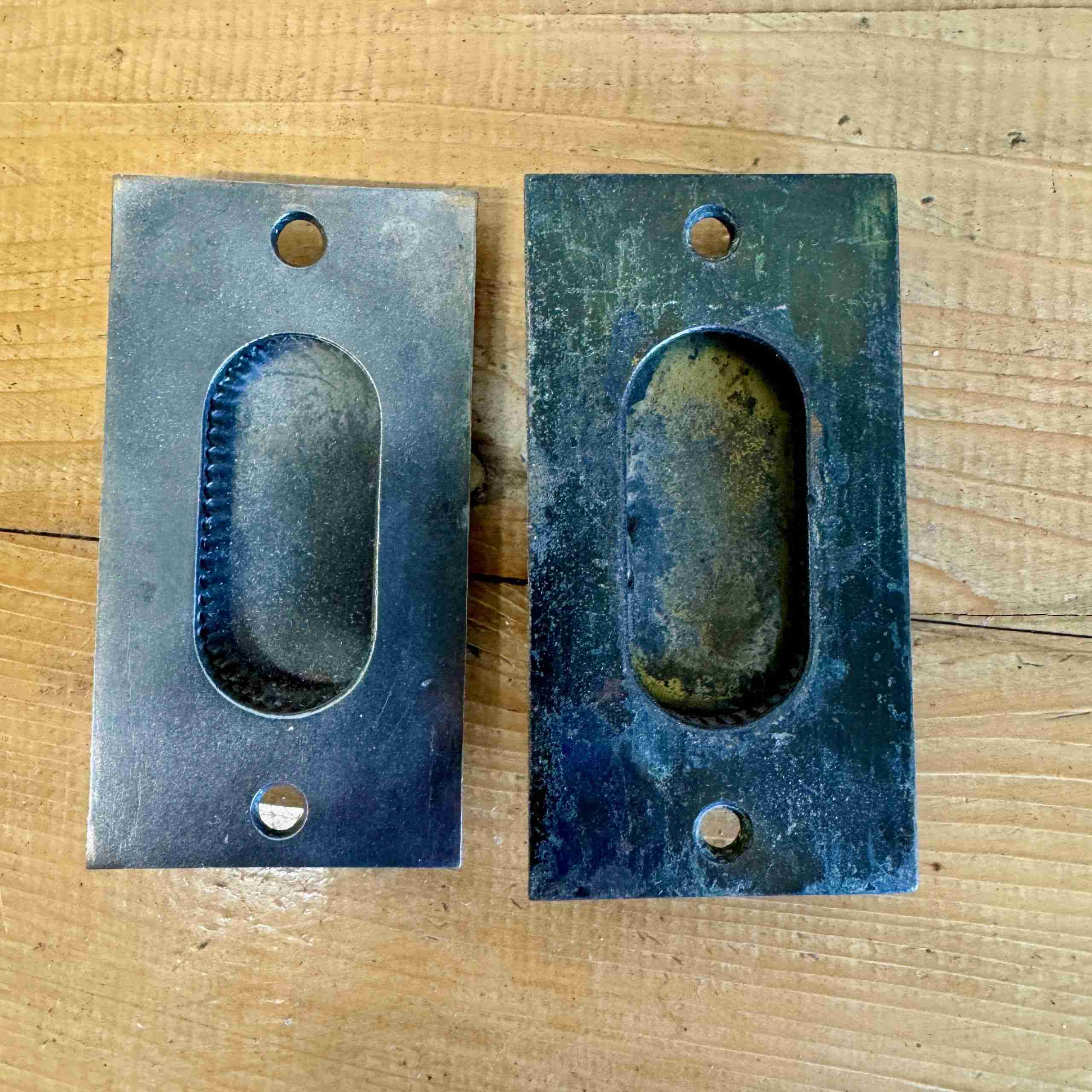 Pair of Recessed Pocket Door Handles - Historic House Salvage